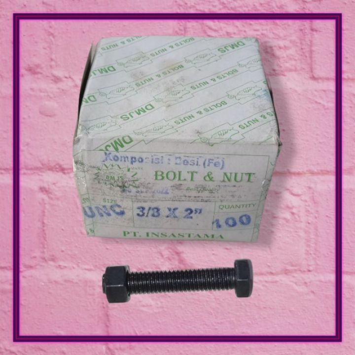Baut Mur BESI HITAM KUNCI 14 PANJANG 5 CM NC 3/8 X 2 NC 3/8X2 | Lazada ...