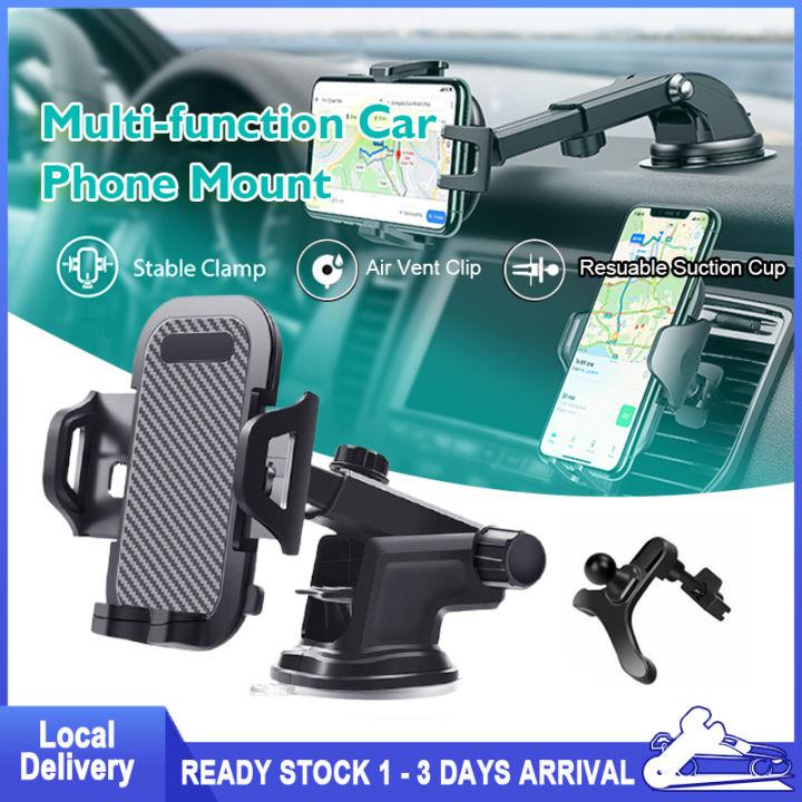 Car Phone Holder GPS Windscreen Dashboard Car 360° Retractable Suction ...