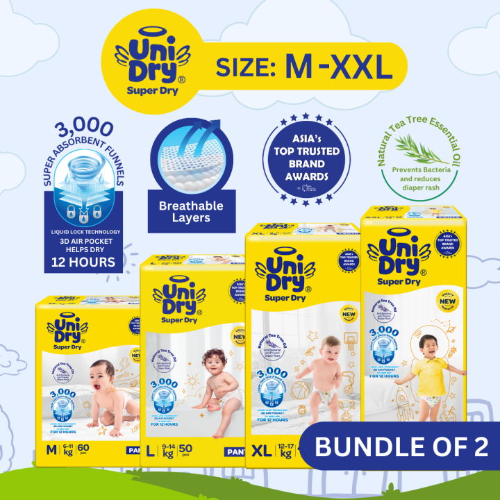[Bundle of 2]Unidry Baby Diapers - Super Absorbent & Ultra Soft | Sizes ...
