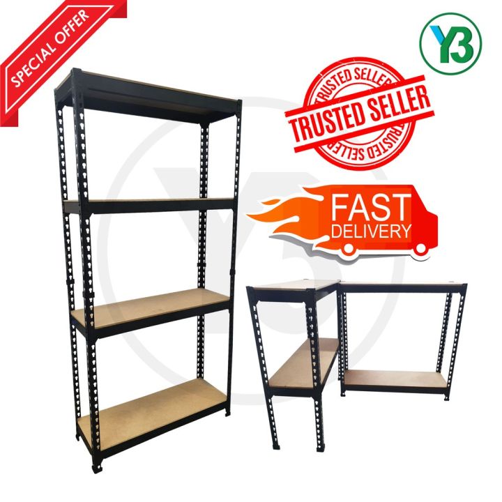2 in 1 Multipurpose Boltless Rack Type HDF Board Shelve Black Color ...