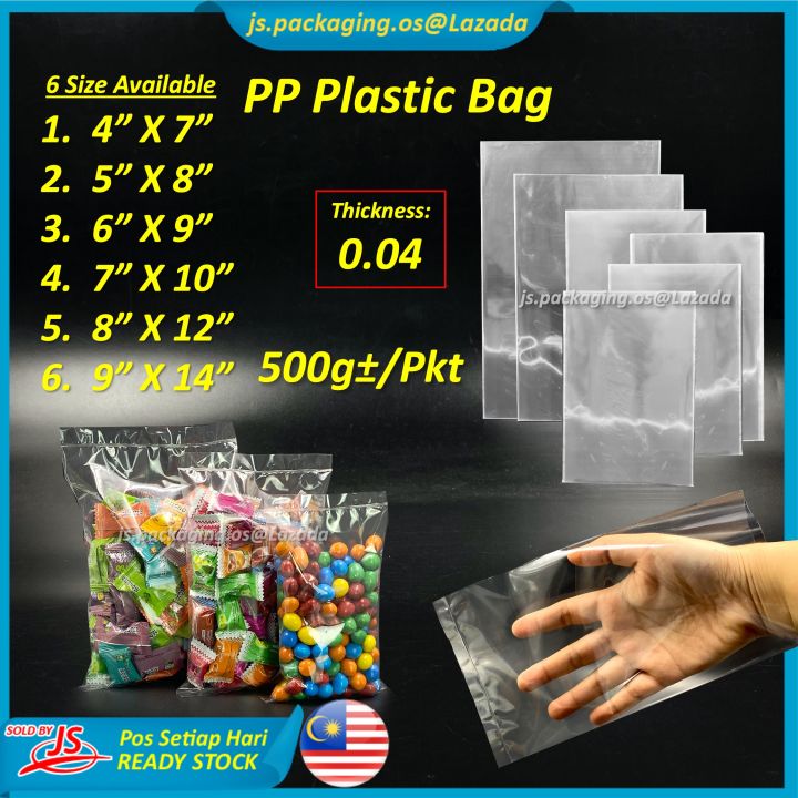 PP Plastic Bag Transparent Clear Packing 500g± Thickness 0.04 PP Plastik Lutsinar Pembungkusan ...