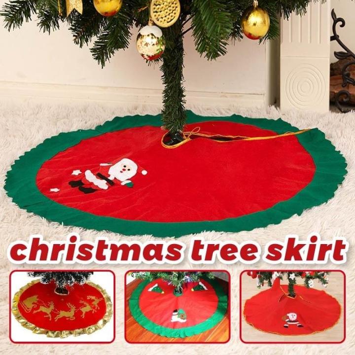 Christmas Tree Skirt Decor Santa Claus Snowman Elk Christmas Tree Cover ...