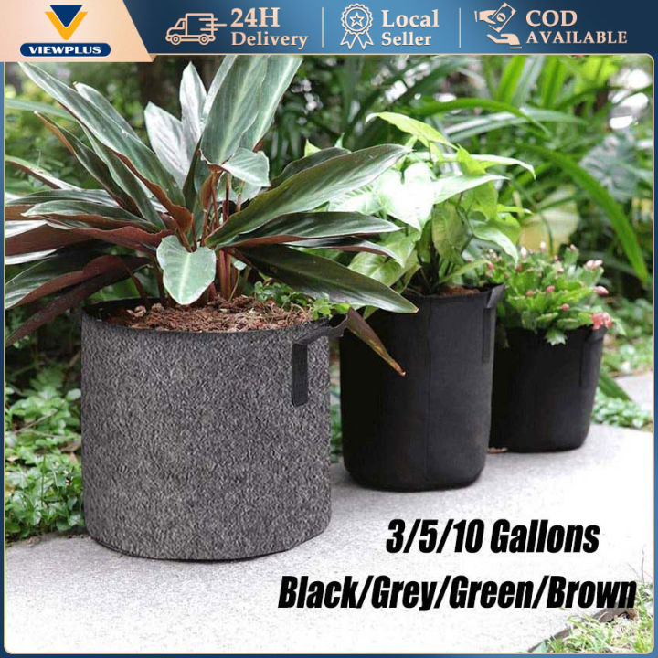 3/5/10 Gallon Grow Bags Fabric Pots Planting Bag Seedling For Flowers ...
