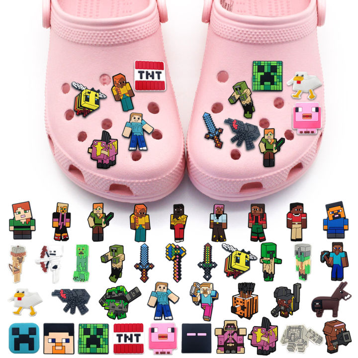 New 1PCS Cartoon Pixel Style Game Minecraft Series DIY Croc Shoe Charms ...