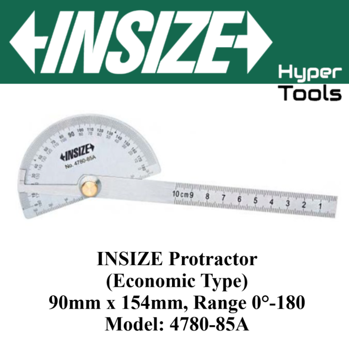INSIZE Protractor (Economic Type) 90mm x 154mm, Range 0°-180 (Model ...