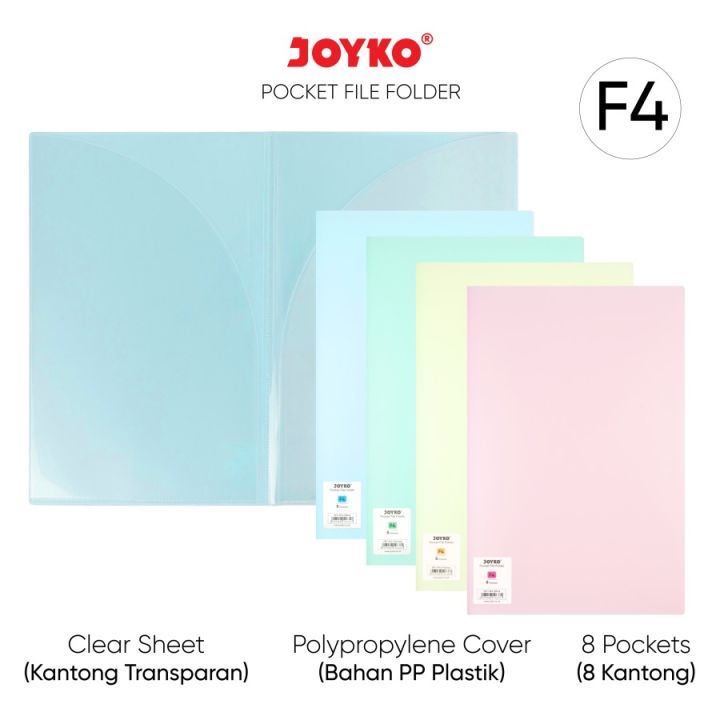 Pocket File Folder Map File Saku Joyko PFF-9F4 Folio F4 Pastel Color 8 ...