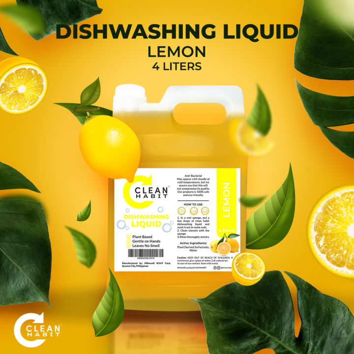 Clean Habit Anti-Bacterial Dishwashing Liquid 4 Liters - Lemon DWL ...