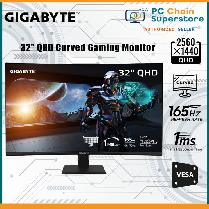Gigabyte GS32QC 2K Curved Gaming Monitor - 31.5" QHD 1440P VA 1500R ...