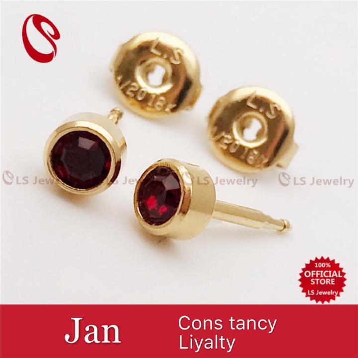 LS Jewelry Birthstone Gold Plated 18K Stainless Crystal Stud Earrings ...