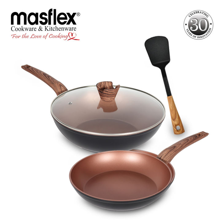 Masflex Limited Edition Pecan Cookware Set with 3-Layer non-stick ...