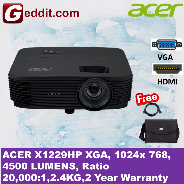 ACER X1229HP XGA PROJECTOR ,4500 LUMENS DLP PROJECTOR (FREE HDMI CABLE ...