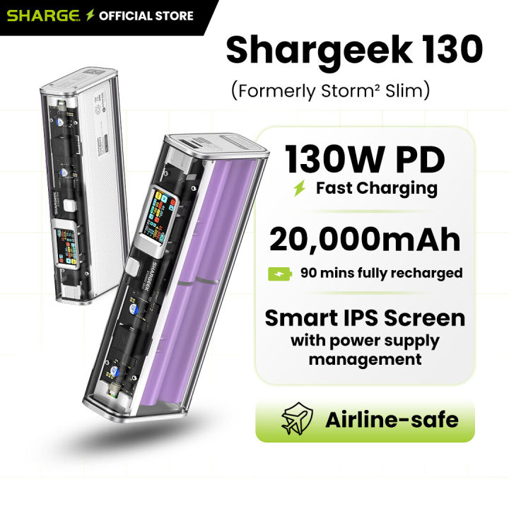 Shargeek 130 (formerly Storm2 Slim) | 130W PD Fast Charging | 20,000mAh ...