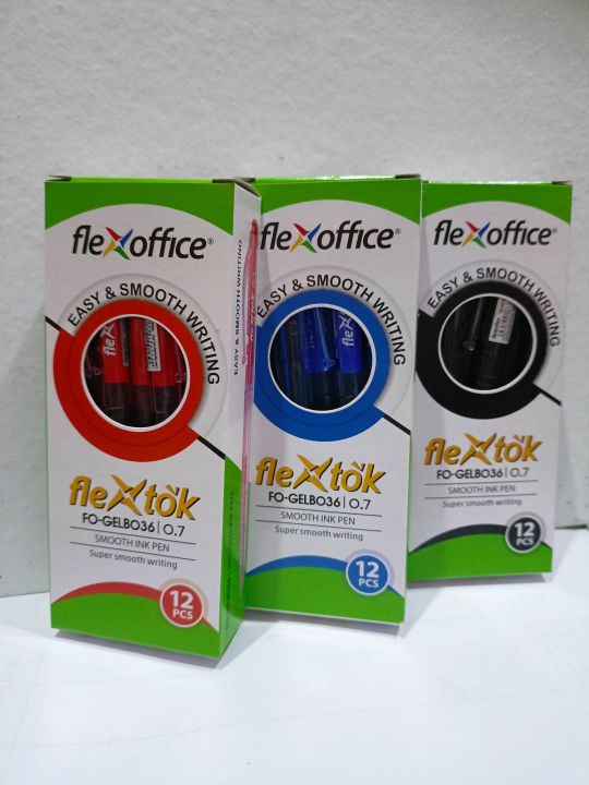 FLEX-TOK RETRACTABLE PEN 0.5 & 0.7mm / 12's /box (Black. Blue, Red ink ...