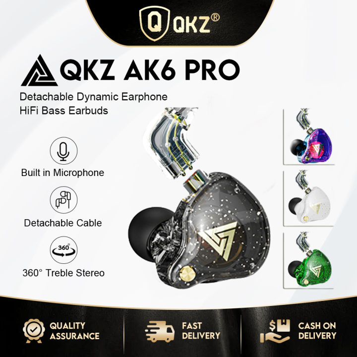QKZ Ak6 Pro Wired Hi-Fi Bass Earbuds Monitor With Removable Earphone ...