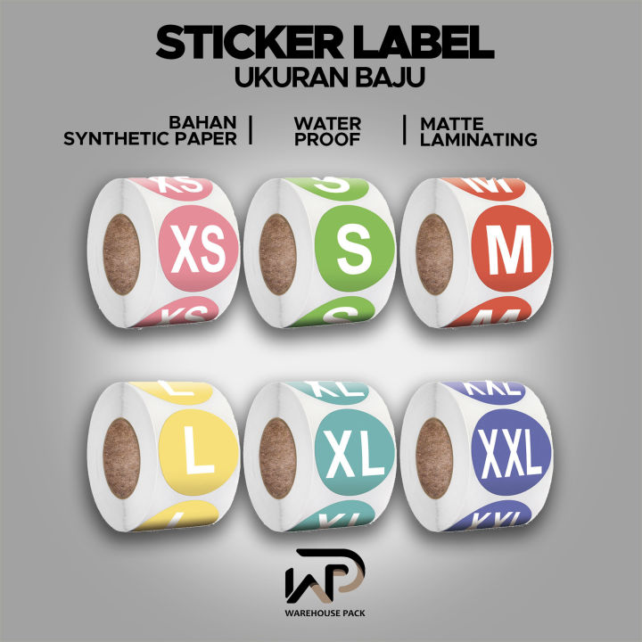 1 roll (500 pcs) Stiker Label Ukuran baju | Stiker Label Size Baju ...