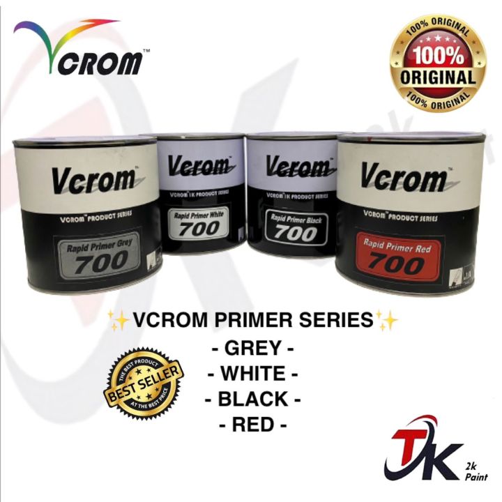 VCROM 1K RAPID PRIMER 700 - GREY / BLACK / WHITE / RED - 1 LITRE ...
