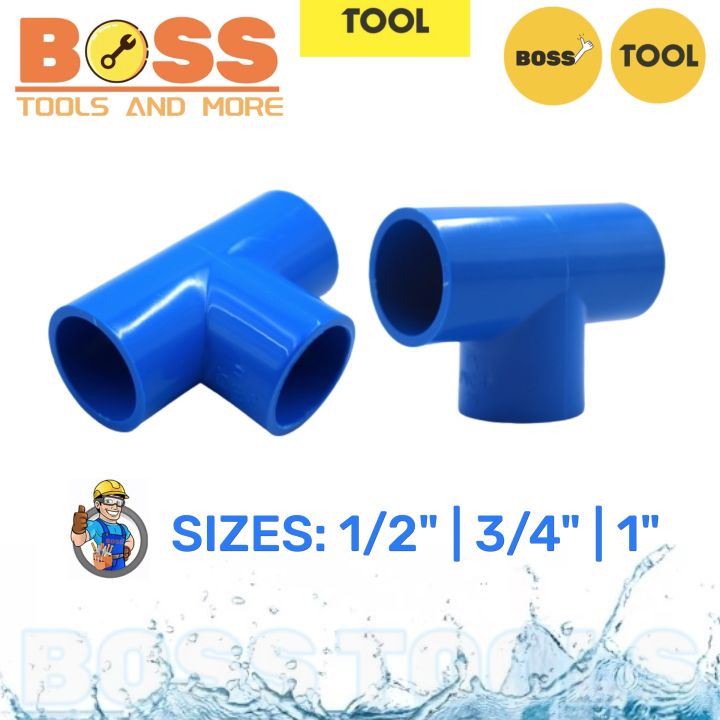 PVC Blue Fittings Tee Sizes 1/2”3/4”1" Water pipe fittings | Lazada PH