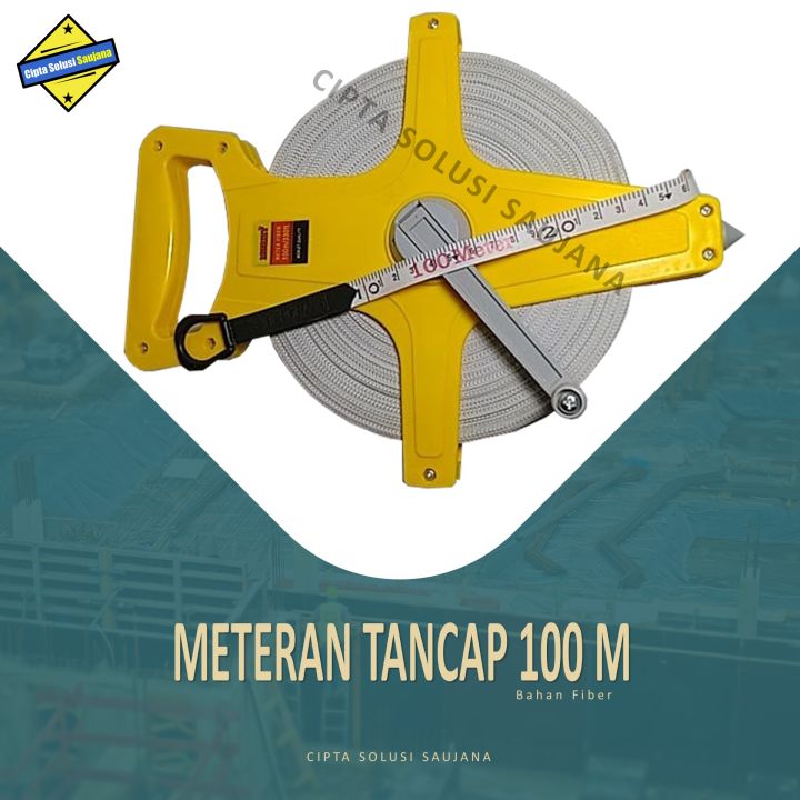 METERAN TANCAP TANAH 100 METER MORIZT METERAN ROL GULUNG BAHAN FIBER METERAN ROLL METER ALAT ...