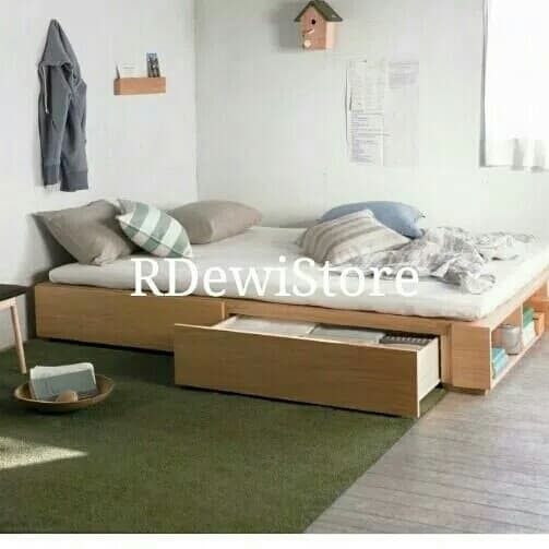 dipan ranjang tempat tidur lesehan ada laci 120x200 cm | Lazada Indonesia