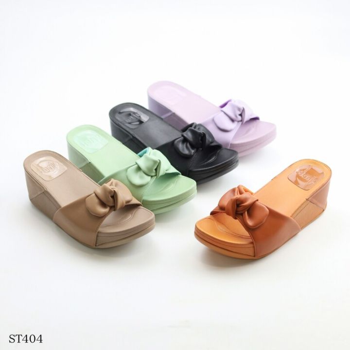 ST404 รองเท้าแตะส้นตึกโบว์น่ารัก ST404 จาก Stario Shoes สไตล์เก๋ใส่สบาย ...