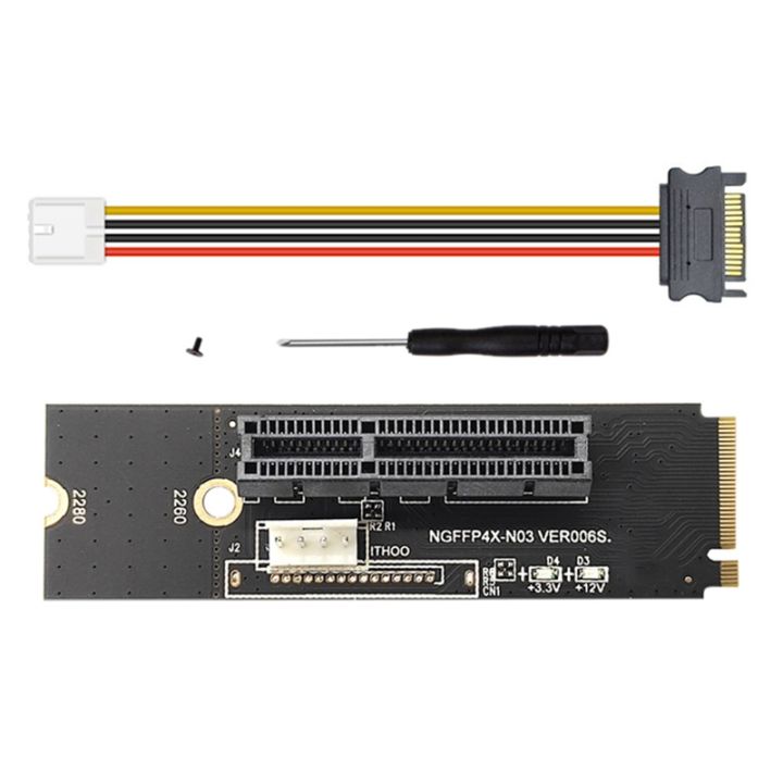 (UGBR) NGFF M.2 to PCI-E 4X X1 Riser Card M2 NVME to PCIe X4 with LED ...
