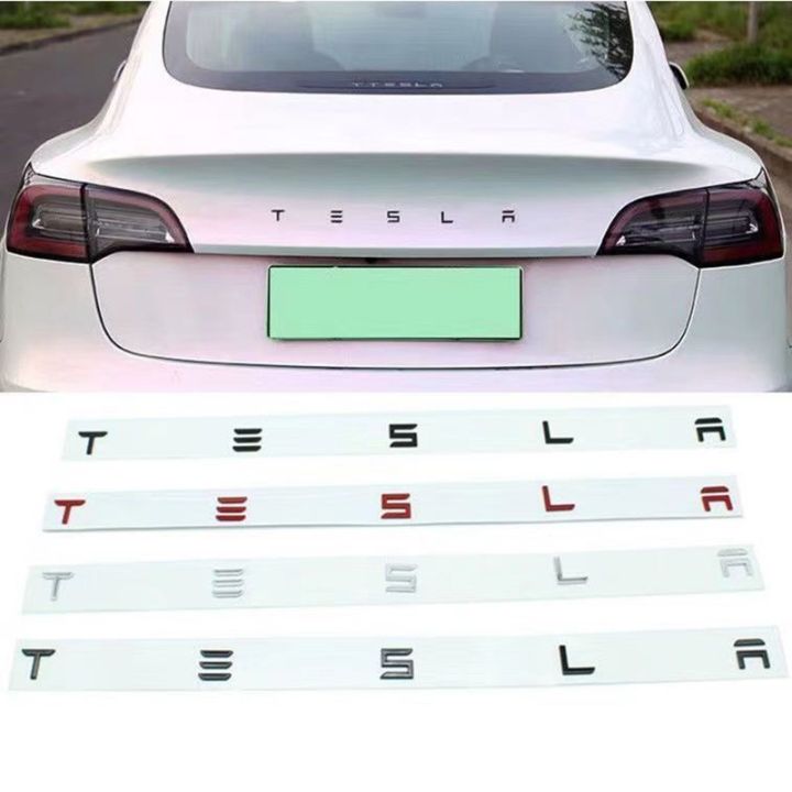 Tesla Model 3 S X Emblem TESLA Rear Tailgate Logo 90D Car Sticker ...
