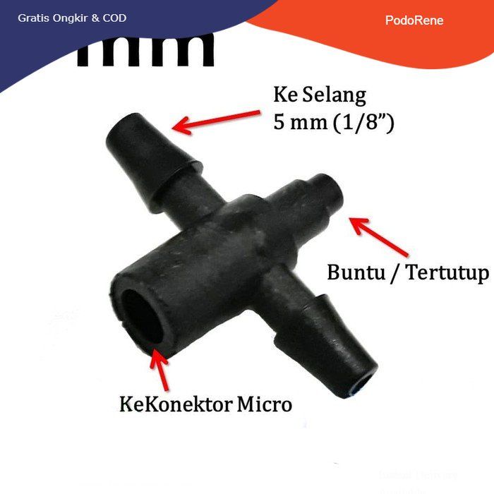 Micro Tee 5 mm Head / Micro Tee 5 mm Head Nepel Cabang 2 | Lazada Indonesia