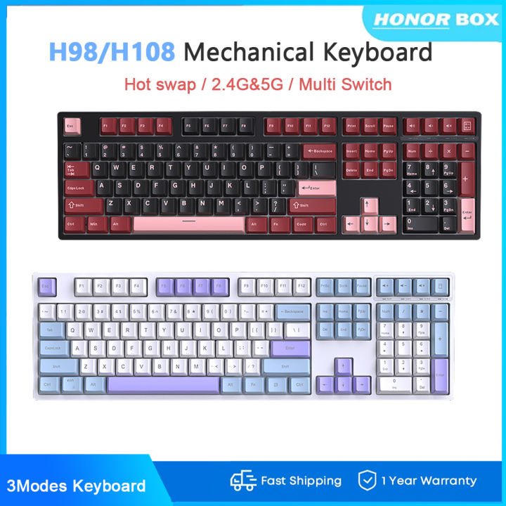 H108แบบคีย์บอร์ดแบบกลไกไร้สาย3โหมดบลูทูธ2.4G ถอดออกได้ | Lazada.co.th