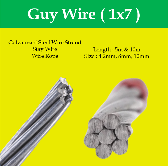 MAGO 5m 10m Guy Wire Standard 1x7 4.2mm-10mm Galvanized Steel Wire ...