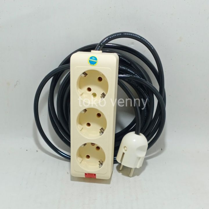 Stop Kontak 3 Lubang Sambungan Siap Pakai + Kabel 1m 2m 3m 4m 5m 6m 7m ...