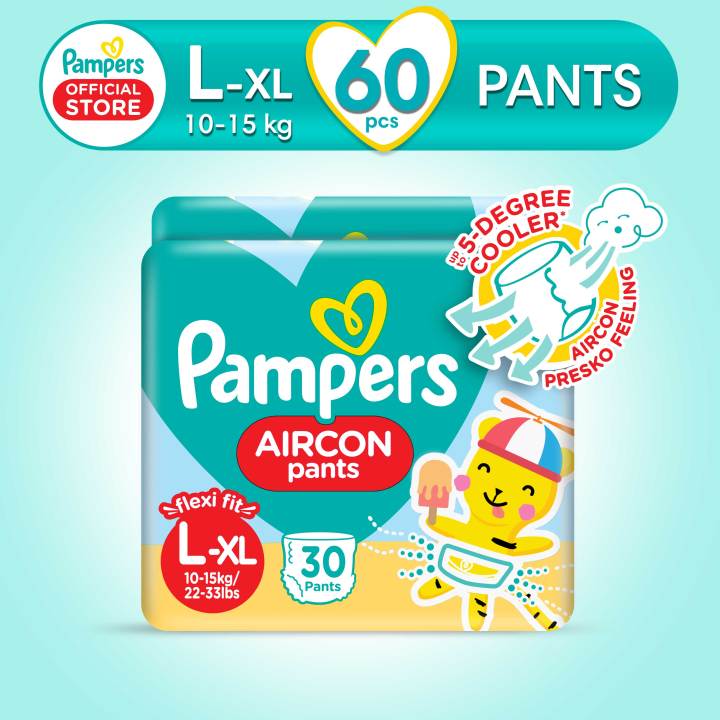 Pampers Aircon Pants Diapers Large 30s x 2 packs (60 pcs) | Lazada PH
