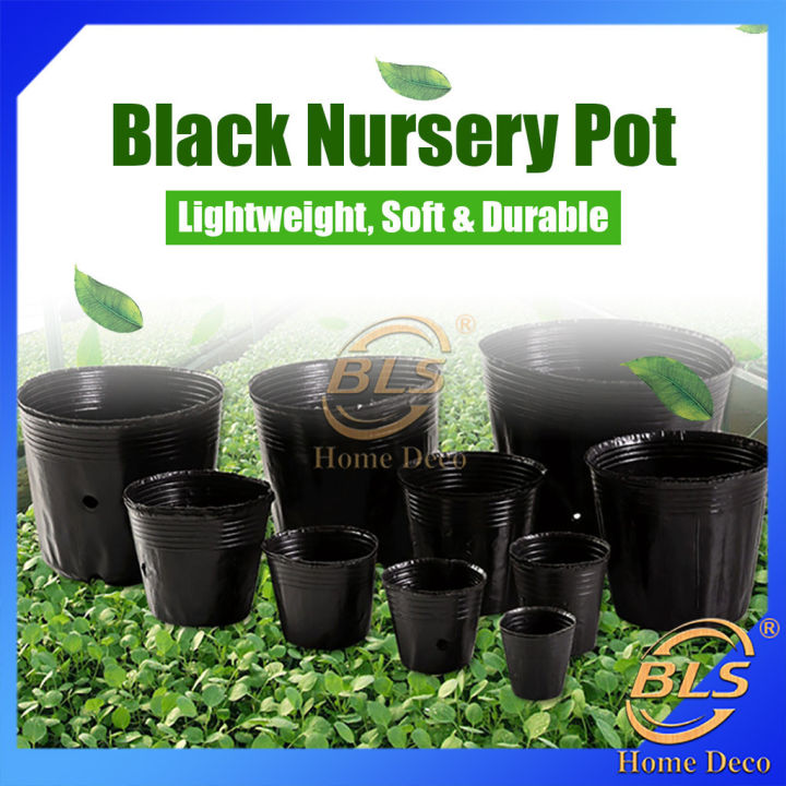 Black Nursery Pot Plastic Soft Pots Seedling Container Polybag Flower ...