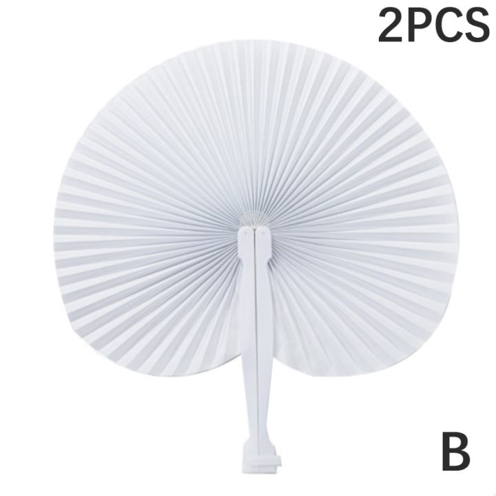 New 2Pcs Folding Handheld Paper Fans Round Shaped Accordion Fans with ...
