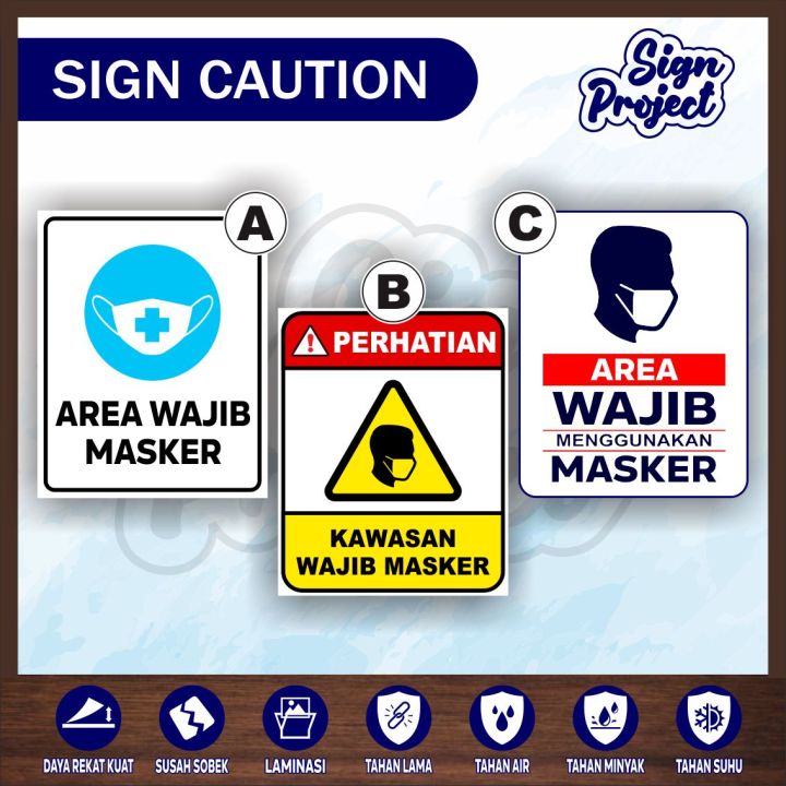 Stiker Peringatan | Sticker Warning Sign | WAJIB PAKAI MASKER/Sticker ...