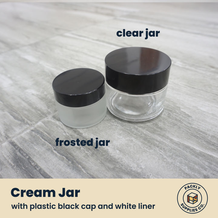 Glass Cream Jar with Plastic Black Cap 5g 10g 20g 30g 50g 100g (sold per pc) | Lazada PH