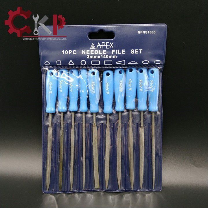 APEX ตะไบพร้อมด้ามสีฟ้า ขนาด 3 x 140 mm. 10 ตัว/ชุด (คละ) // | Lazada.co.th