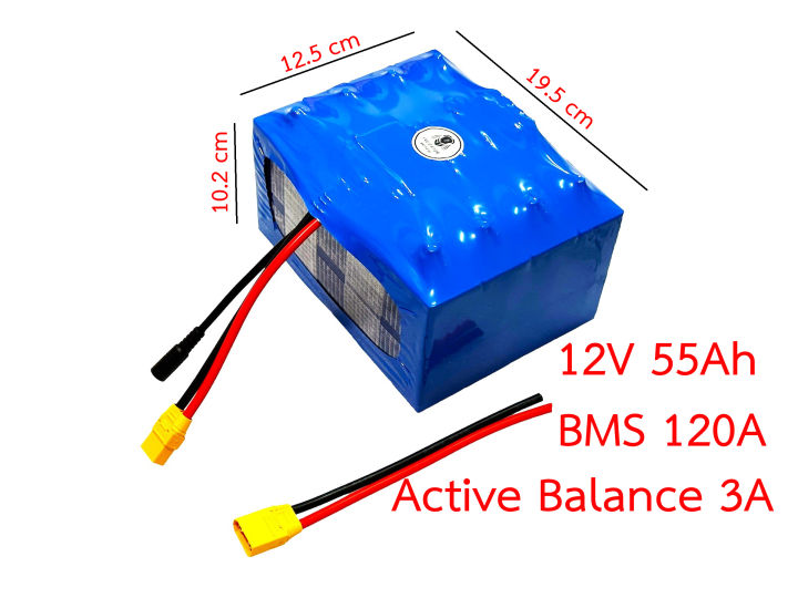 12V 50Ah + BMS 120A Active Balance แบตเตอรี่ลิเธียมฟอสเฟตพร้อมใช้ ...