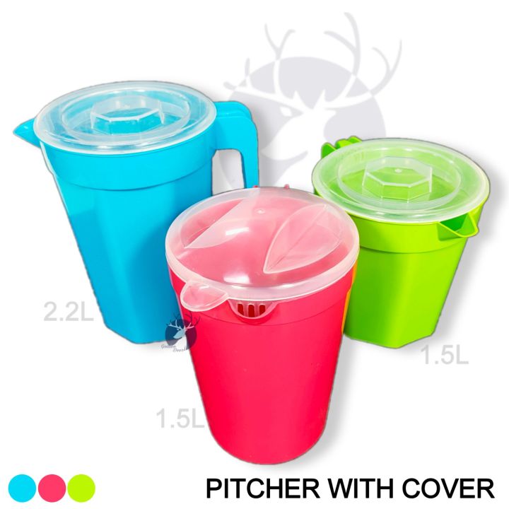 PLASTIC WATER PITCHER WITH COVER COLORED PITCHER WATER JUG 2.2LITERS ...
