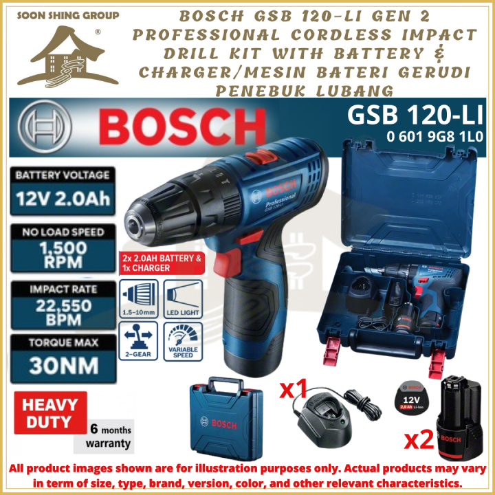 BOSCH GSB 120-LI GEN 2 Professional Cordless Impact Drill Kit with ...