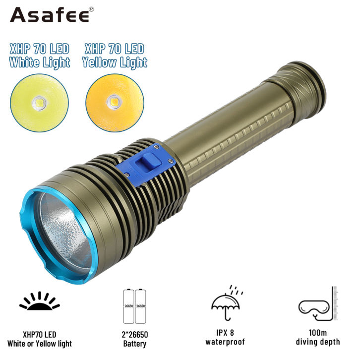 Asafee X70 100M Underwater XHP70.2 LED Diving Flashlight 5000LM Light ...