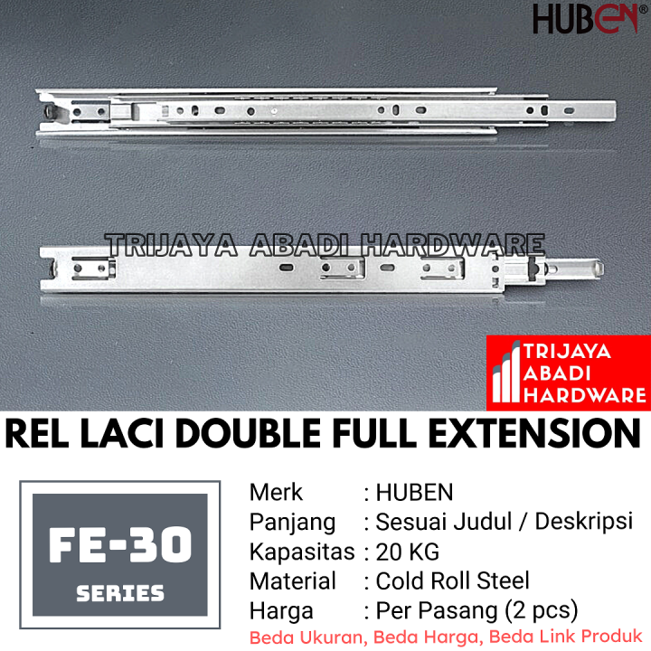 2 x Huben FE-30 500mm (50cm) Rel Laci Double Track Full Extension ...