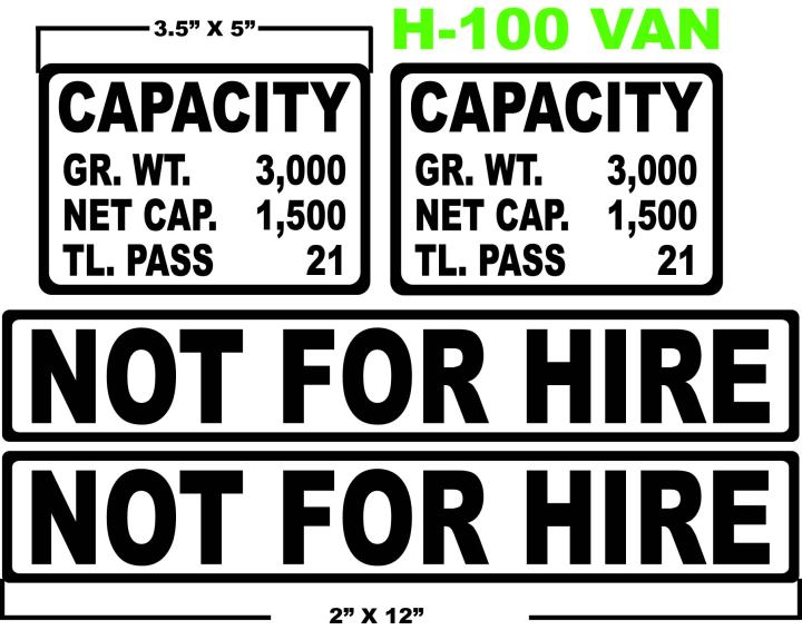 CAPACITY STICKER FOR H100 VAN | Lazada PH