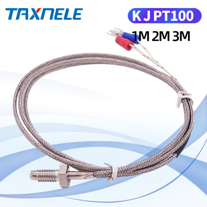 M6 Screw K J PT100 1M 2M 3M Cable RTD Thermocouple Oven Temperature ...