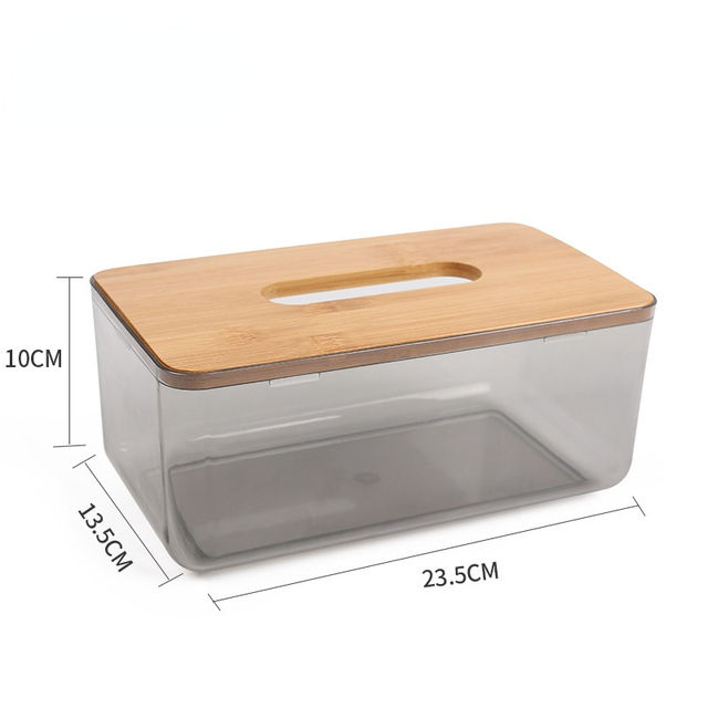 Tissue Box Transparent Bamboo Paper Towel Box Dining Table Paper Roll ...