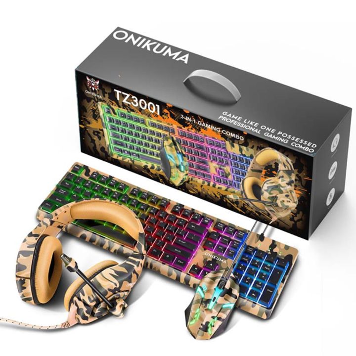 Keyboard Mouse Headset Combo Three Piece Set Gamer DPI Adjustable Mouse ...