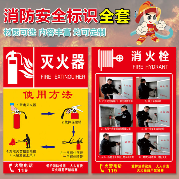 Instructions for the use of fire extinguishers and fire hydrants ...