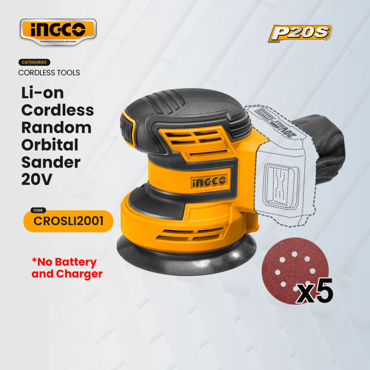 Ingco 20V Lithium-Ion Cordless Random Orbital Sander UNIT ONLY P20S ...