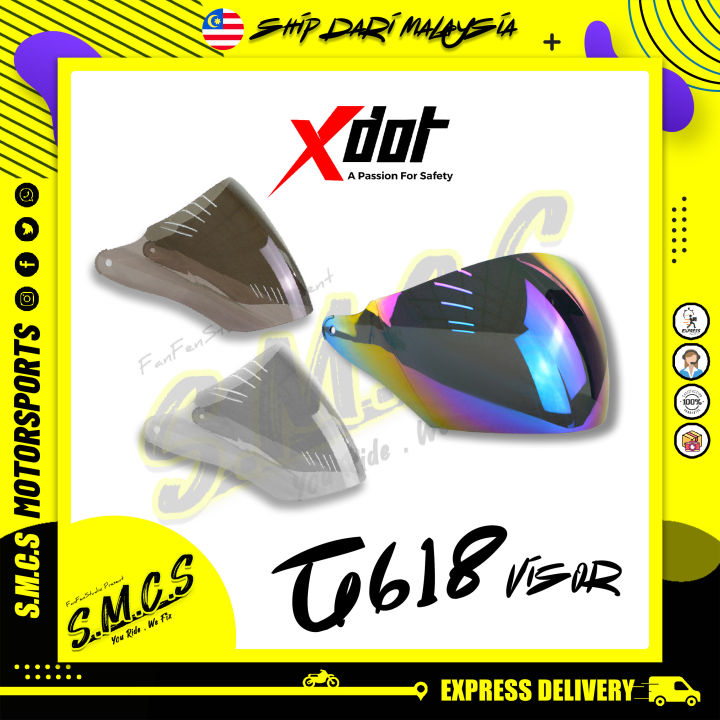 XDOT G618 VISOR (100% Authentic) Rainbow , Smoke , Clear VISOR Untuk ...