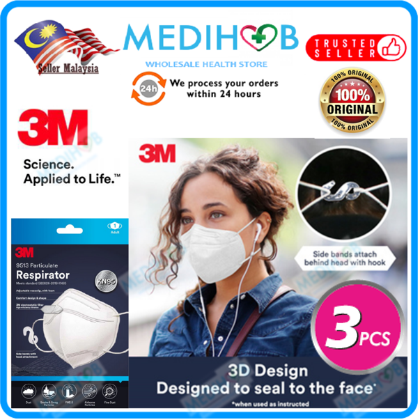 [PROMO PACK] 3M™ KN95 Mask # 9513 - All New Respirator Mask (3pcs) | Lazada