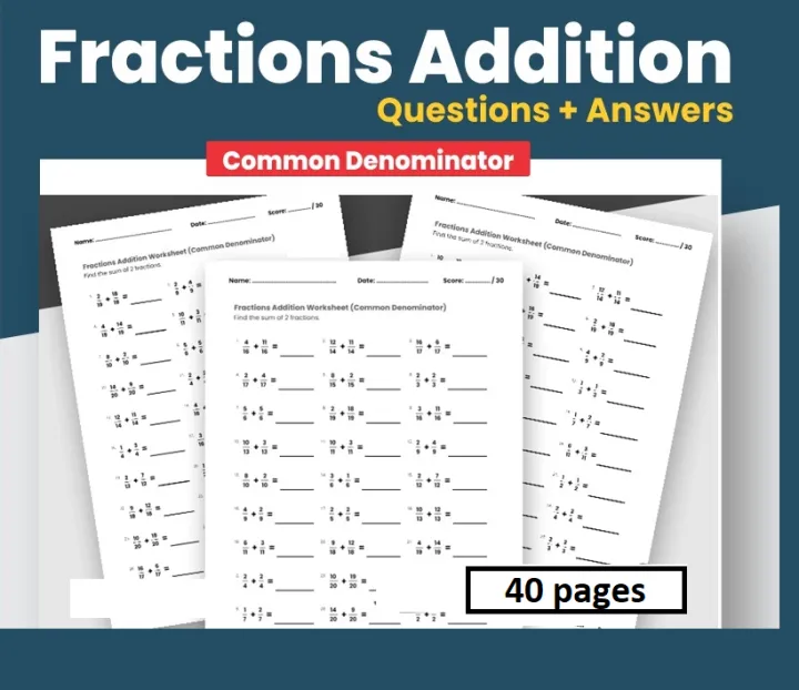 Fractions Addition Worksheets Common Denominator 40 Pages Maths ...